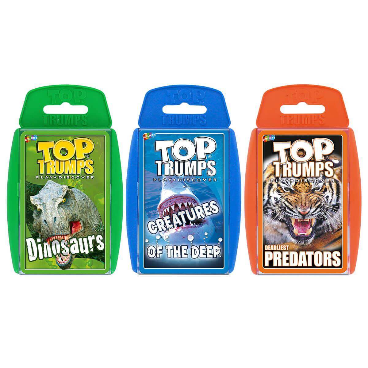 Deadliest Predators Top Trumps 3 Pack Card Game Bundle